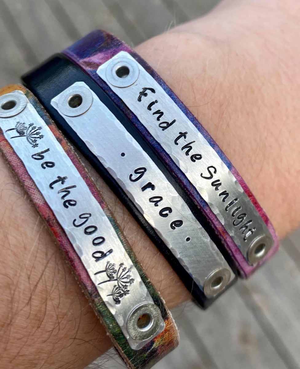 Skinny Empowerment Leather Bracelet adjustable for Women or Girls ...