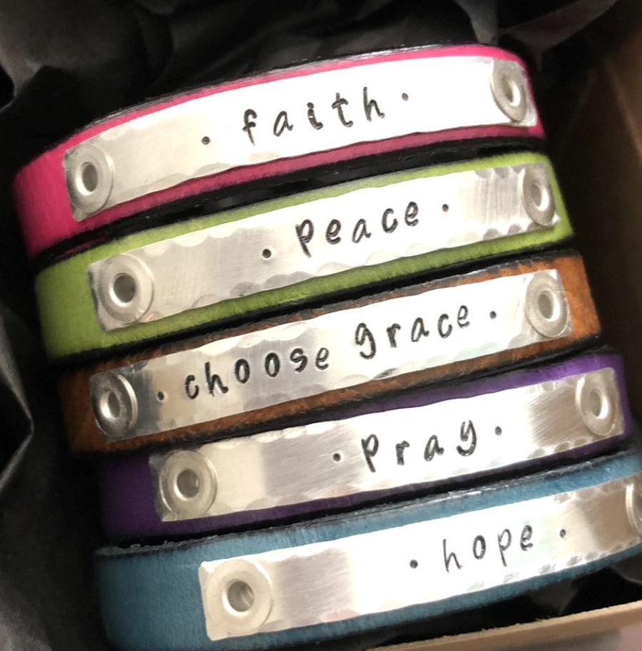 Skinny Empowerment Leather Bracelet adjustable for Women or Girls ...